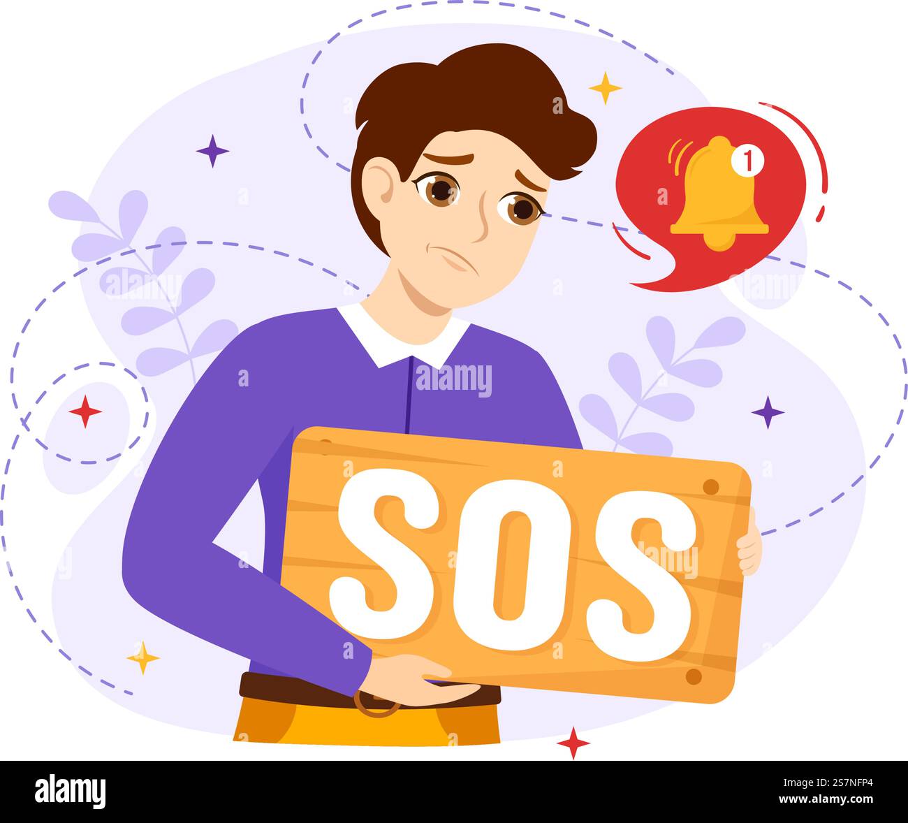 SOS Message Vector Illustration with People Who Need Emergency ...