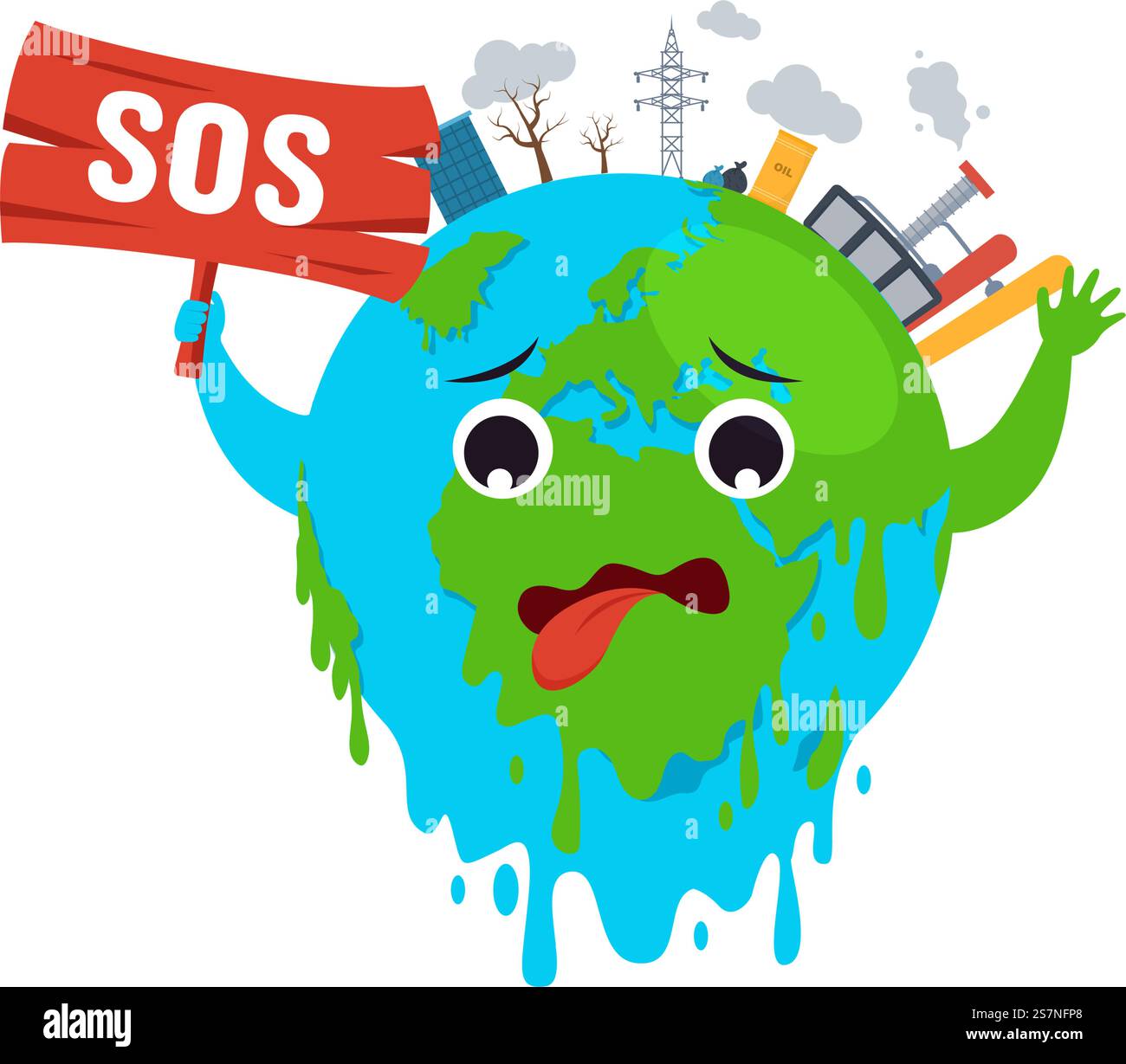 SOS Message Vector Illustration with People Who Need Emergency ...
