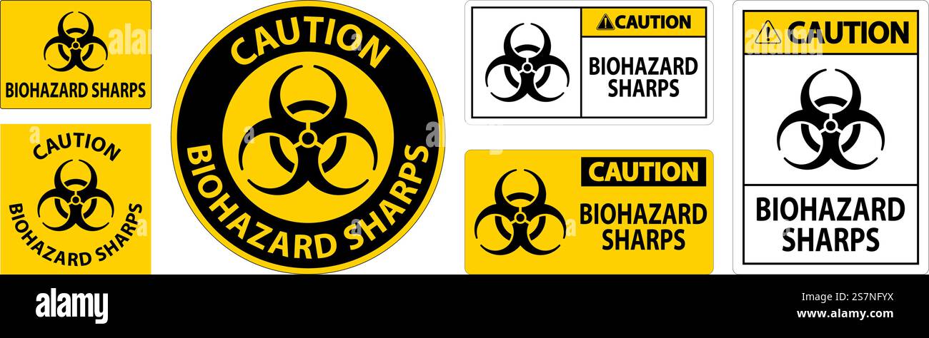 Caution Biohazard Label, Biohazard Sharps Stock Vector Image & Art - Alamy