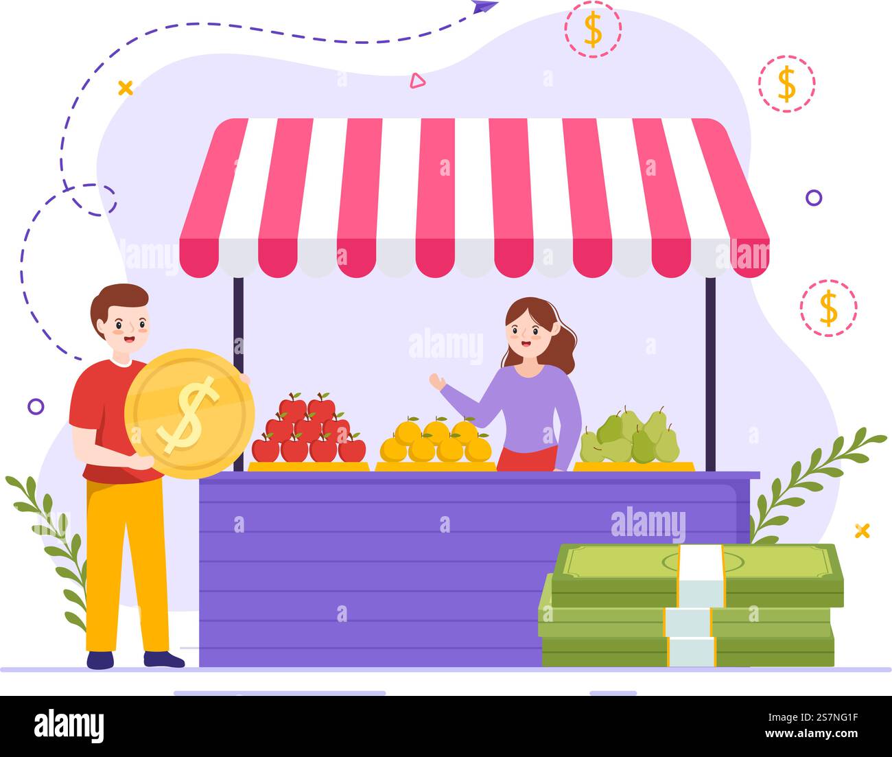 Small Business Loan Vector Illustration with Store Support Protection ...