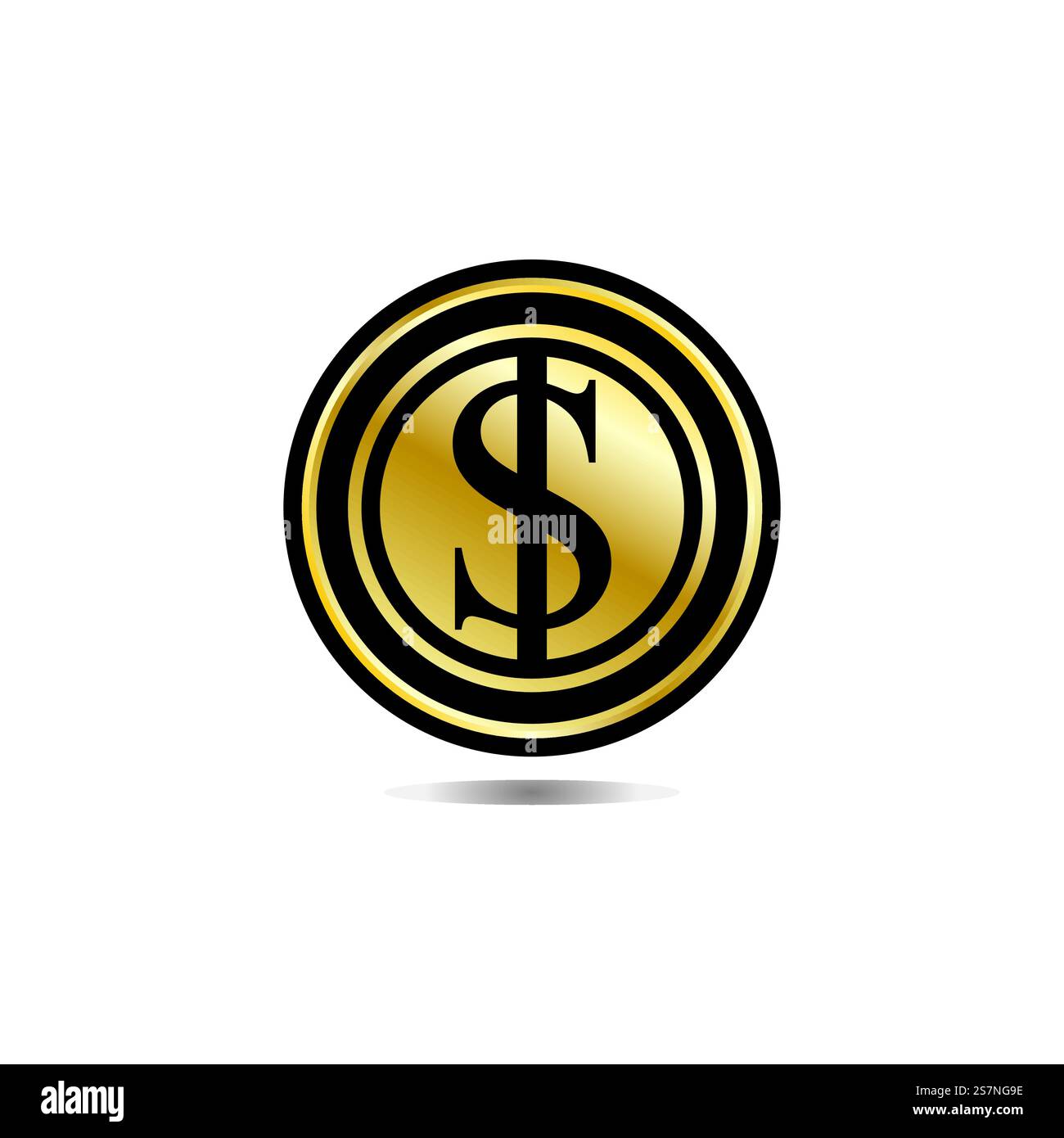 Gold coin with dollar sign illustration. vector dollar coin icon ...