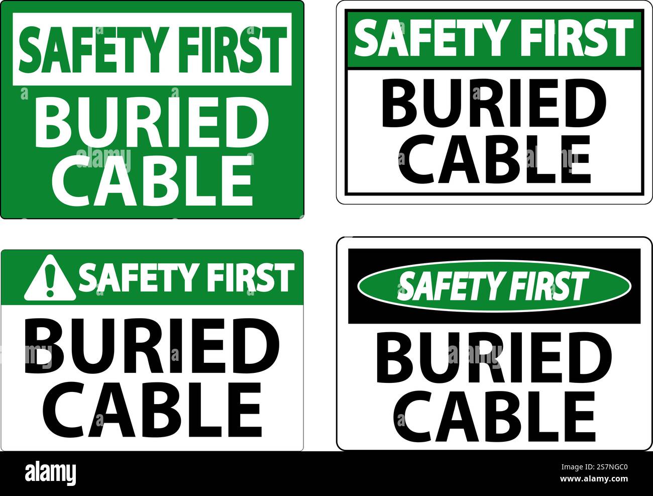 Safety First Sign Buried Cable On White Background Stock Vector Image ...
