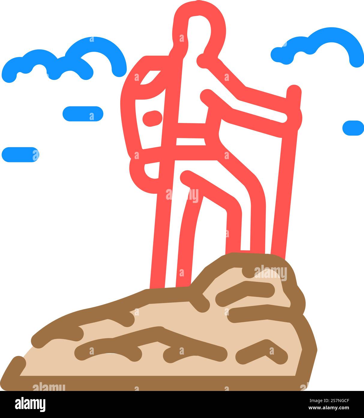 mountaineer on the top adventure color icon vector. mountaineer on the ...