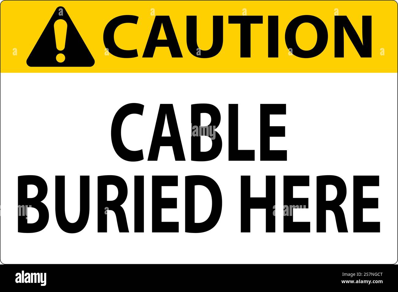 Caution Sign Cable Buried Here On White Bacground Stock Vector Image ...