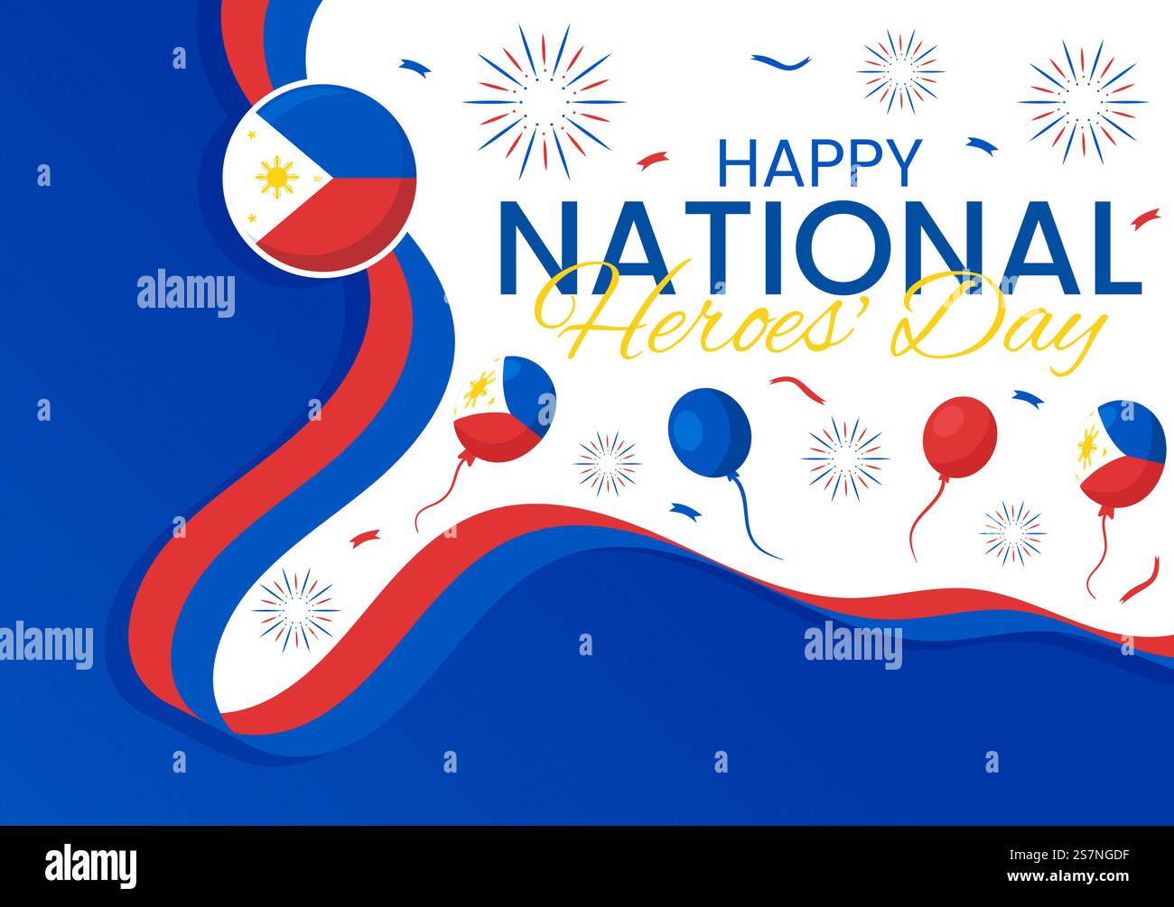 Happy Philippines National Heroes Day Vector Illustration with Waving ...