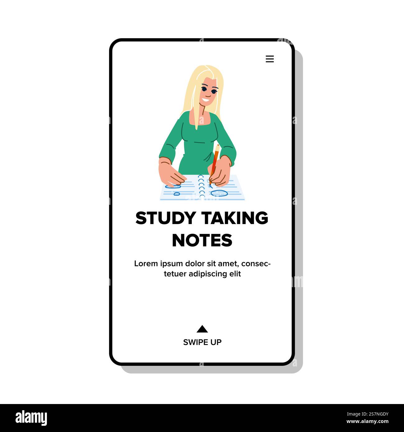 writing study taking notes vector. student note, school pencil ...