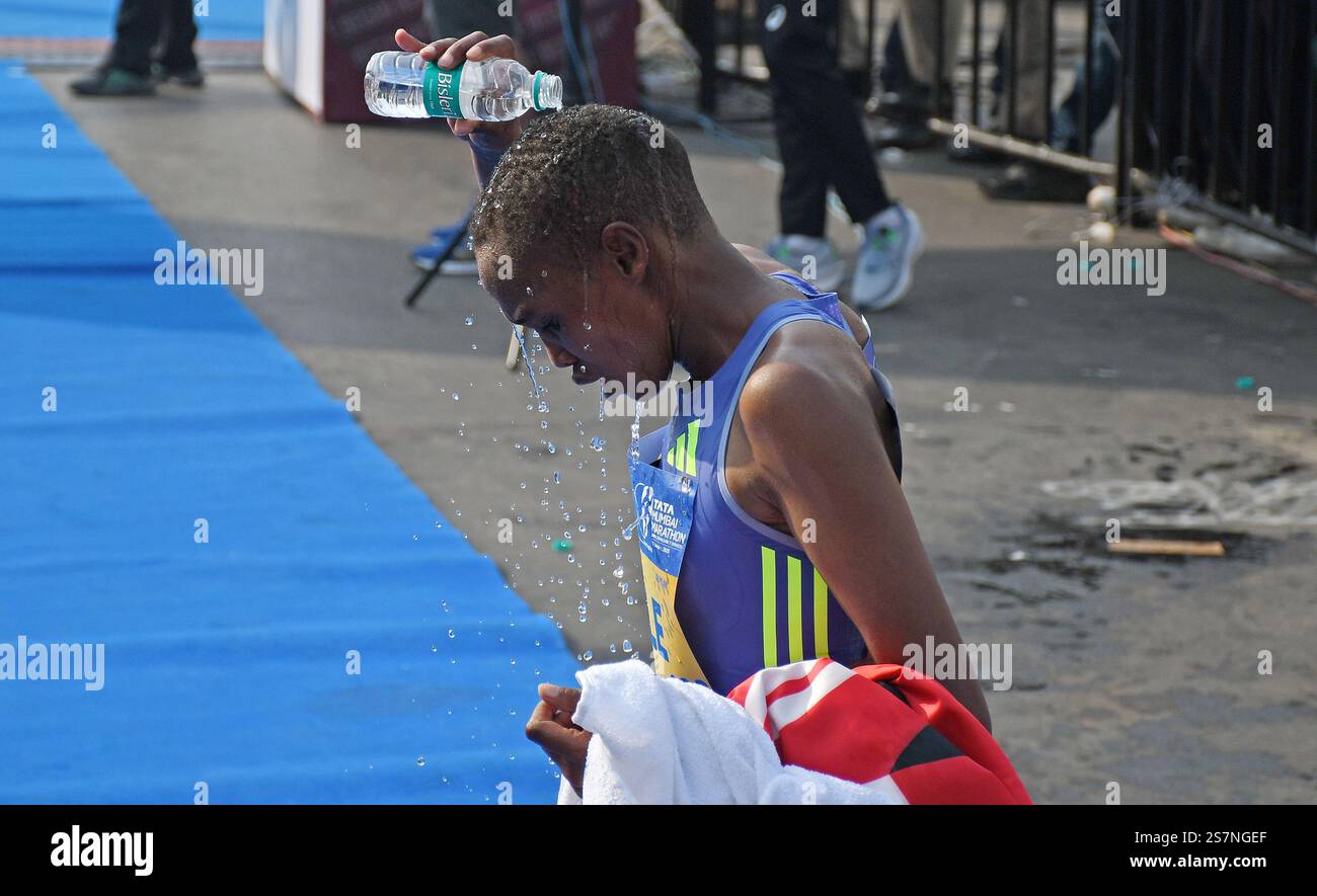 Mumbai, India. 19th Jan, 2025. Kenya's Joyce Chepkemoi Tele cools seen ...