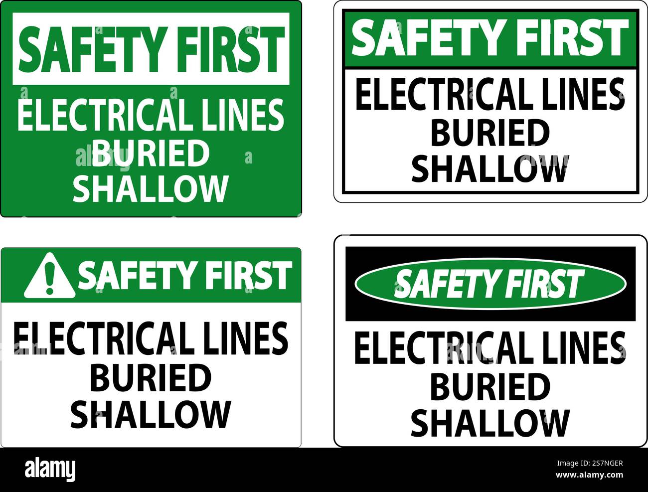 Safety First Sign Electrical Lines, Buried Shallow On White Bacground ...