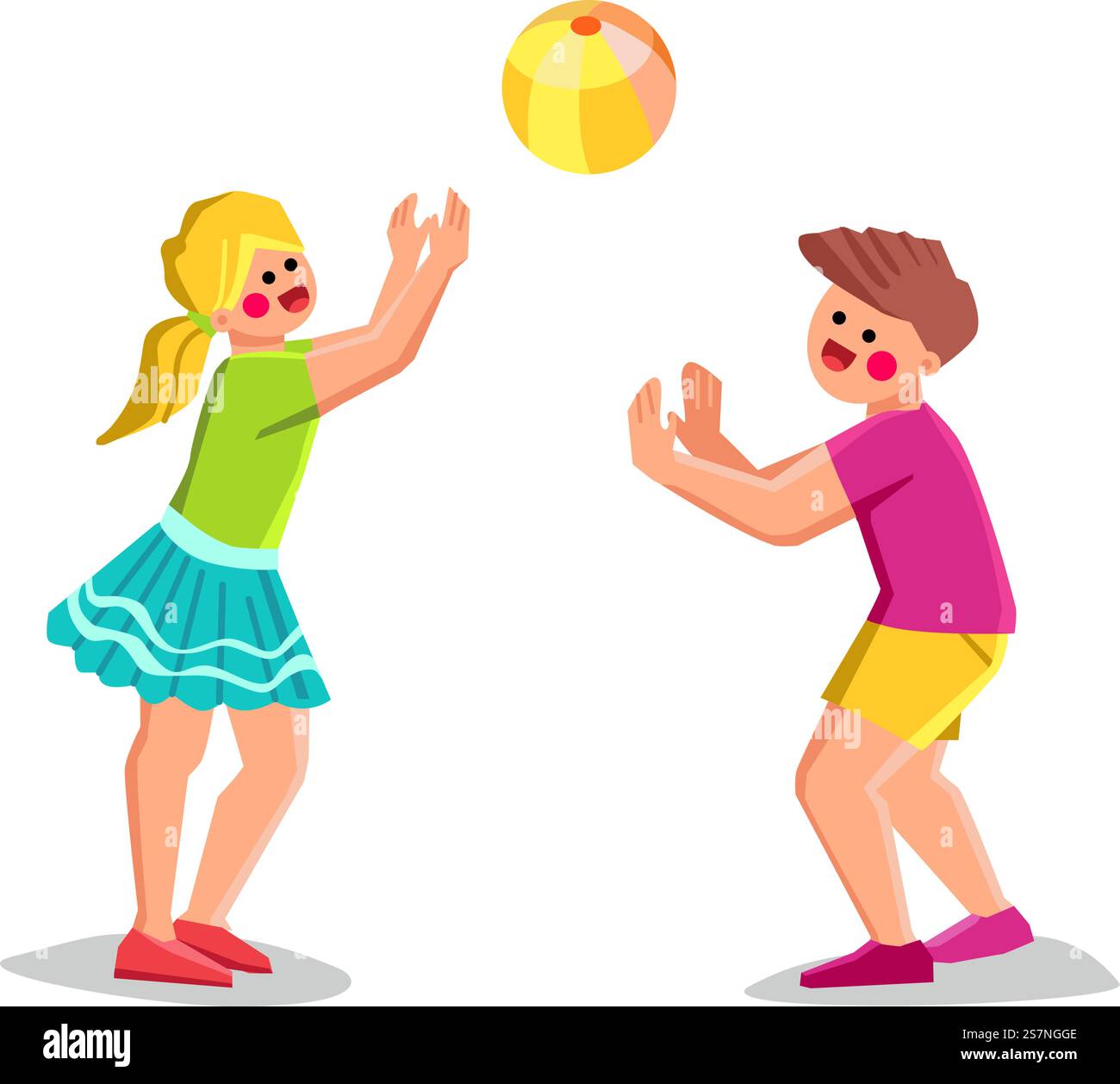 boy kid catching ball vector. play fun, catch happy, activity childhood ...