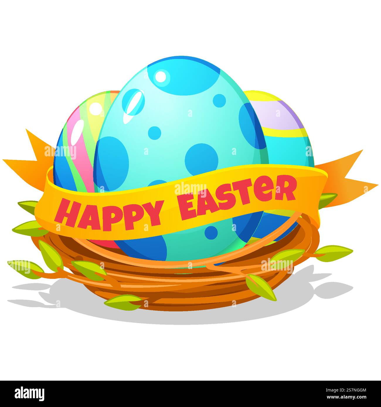 Decorated eggs nest birds Stock Vector Images - Alamy