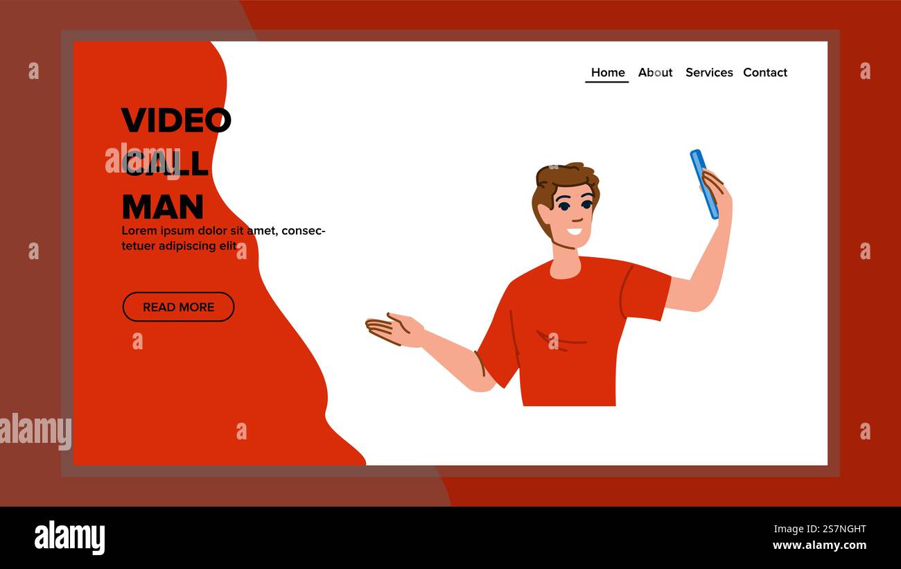 web video call man vector. flat online, technology chat, person ...