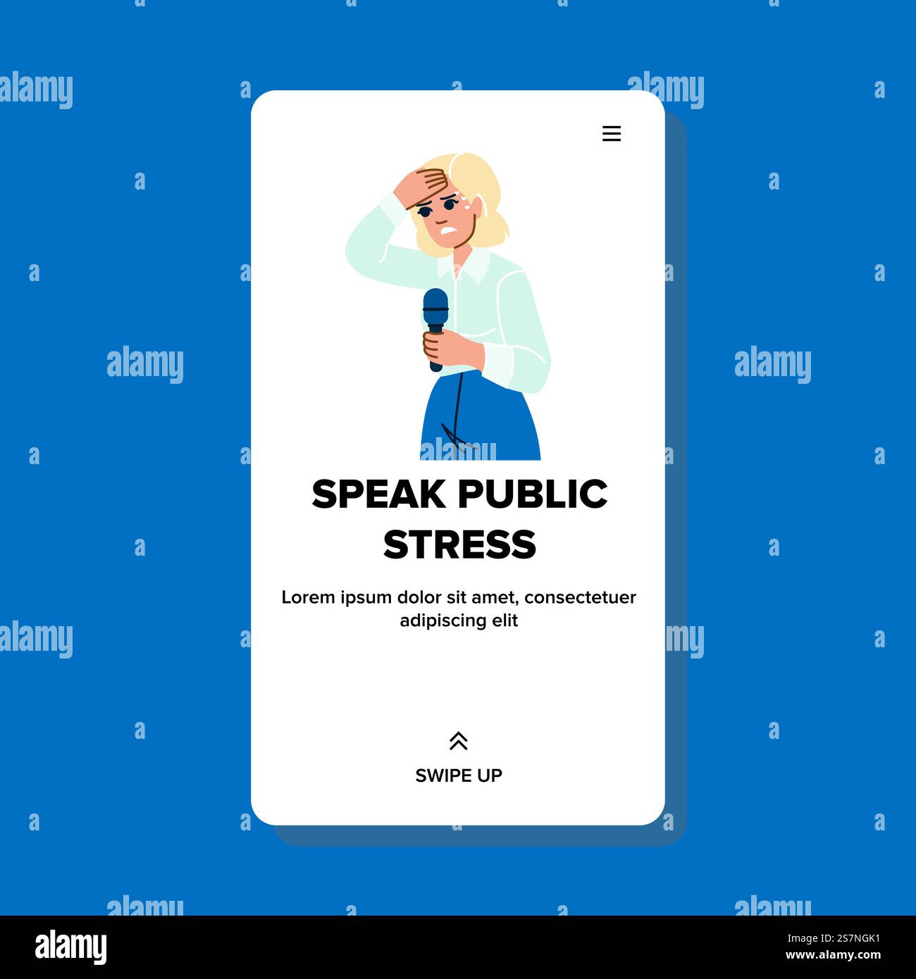 fear speak public stress vector. phobia anxiety, shy frightened ...