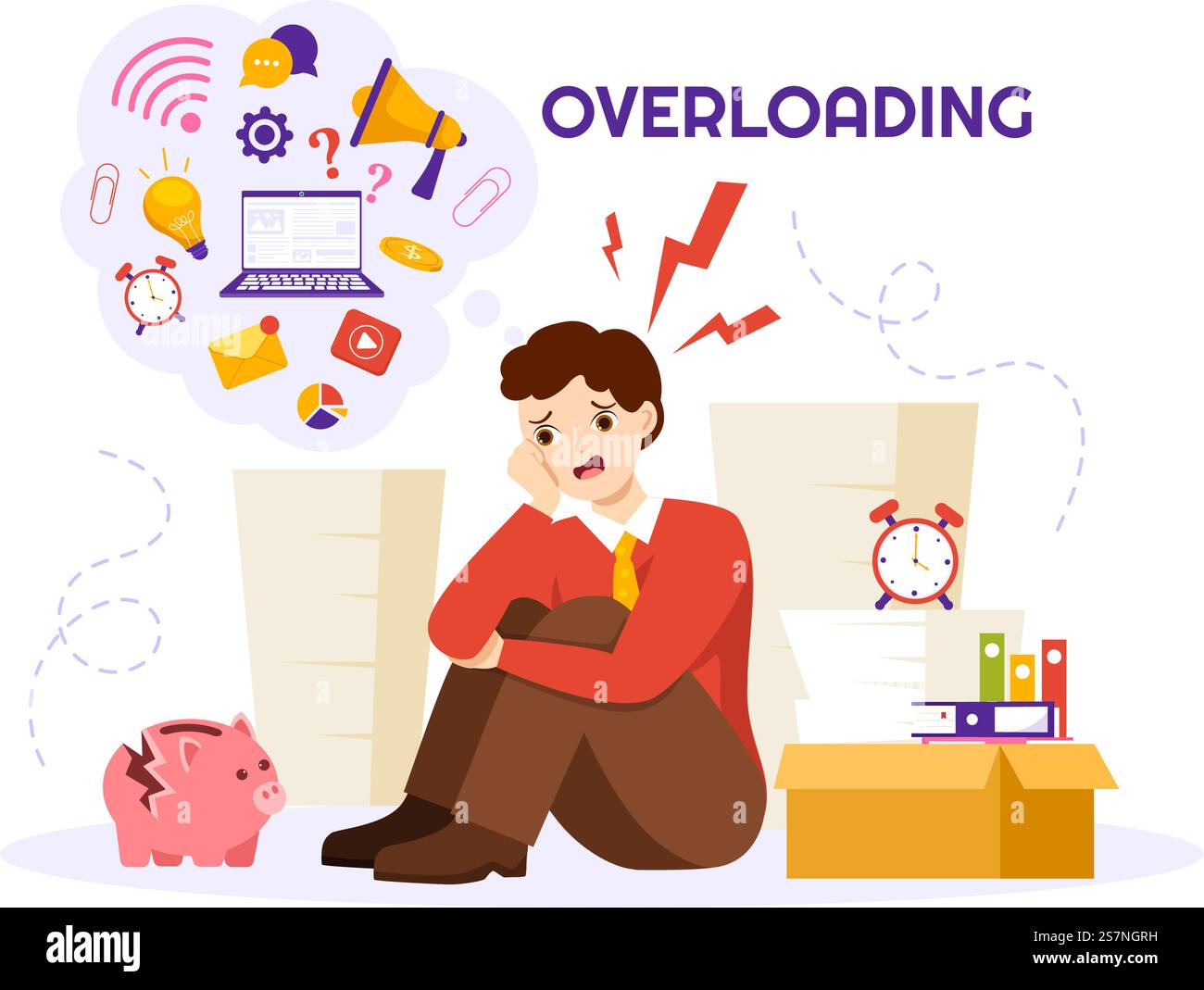 Overloading Vector Illustration with Busy work and Multitasking ...