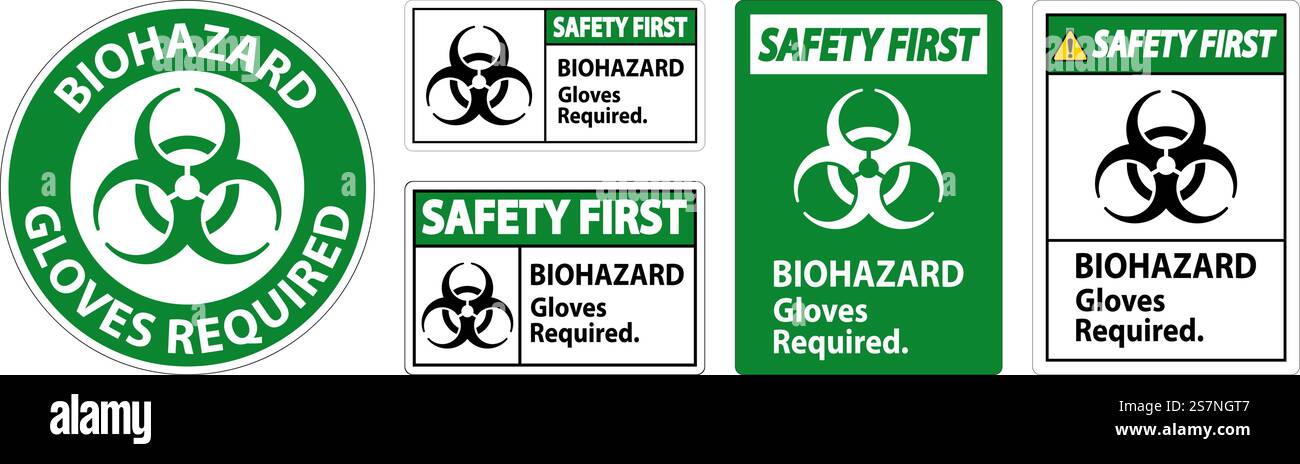 Biohazard Safety First Label Biohazard Gloves Required Stock Vector ...