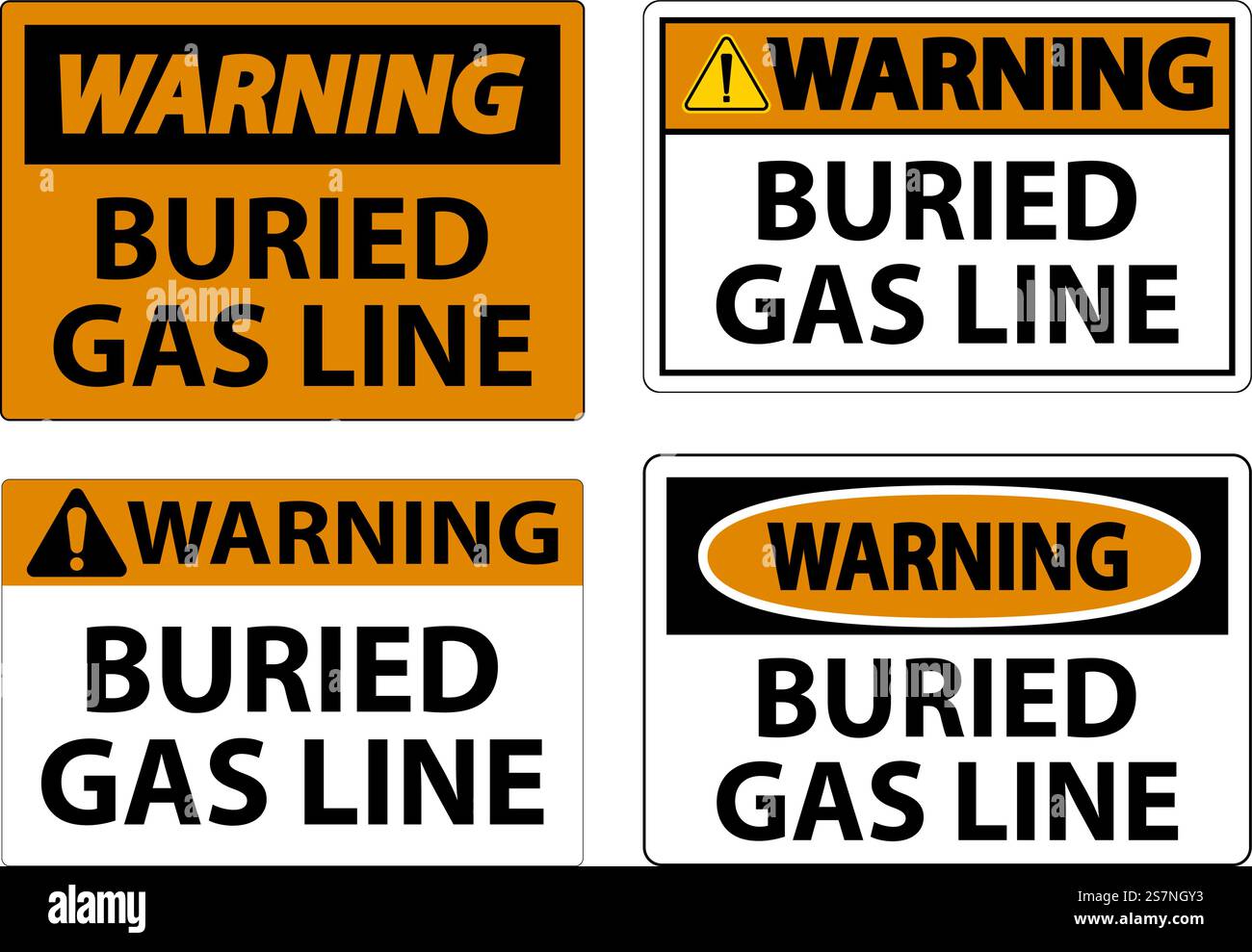 Warning Sign Buried Gas Line On White Background Stock Vector Image ...