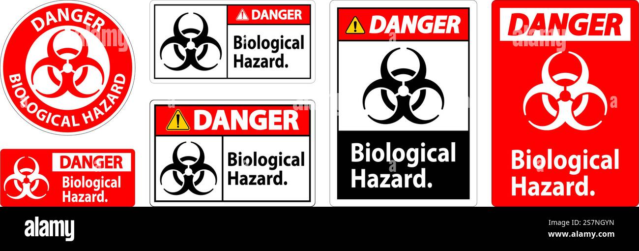 Danger Label Biological Hazard On White Background Stock Vector Image ...