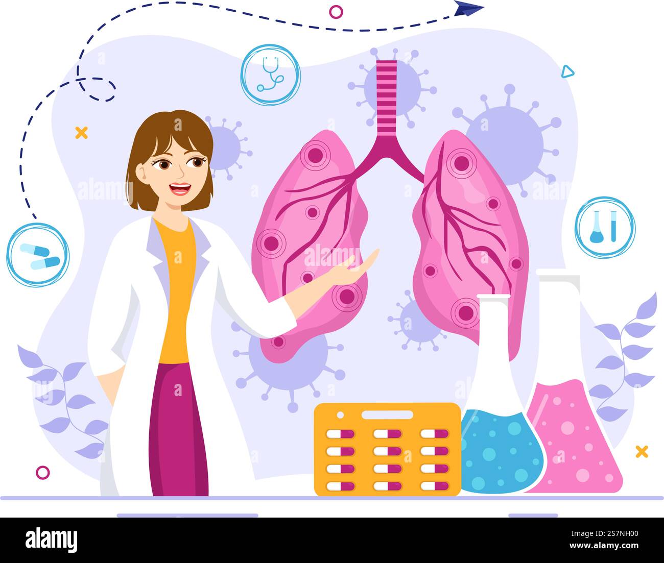 Respiratory Infection Vector Illustration of Inflammation in the Lungs ...
