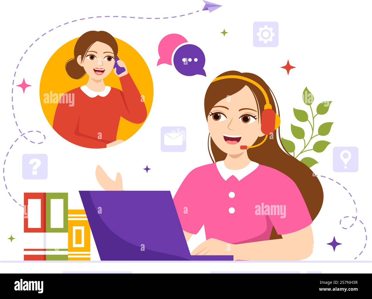 Technical Support System Vector Illustration with Software Development ...
