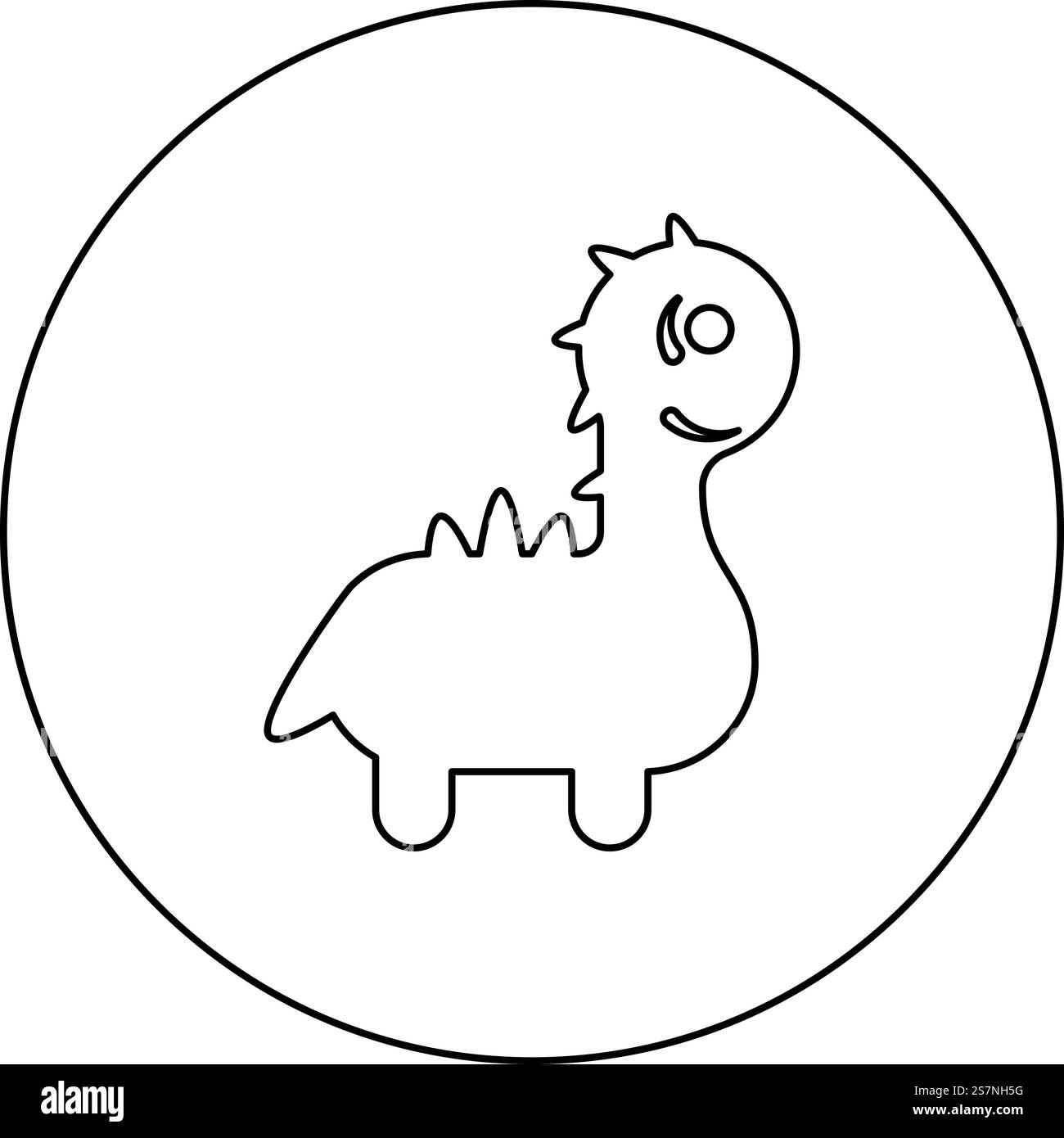 Cute dinosaur for baby icon in circle round black color vector ...