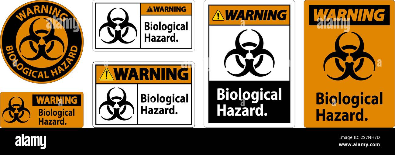 Warning Label Biological Hazard On White Background Stock Vector Image ...