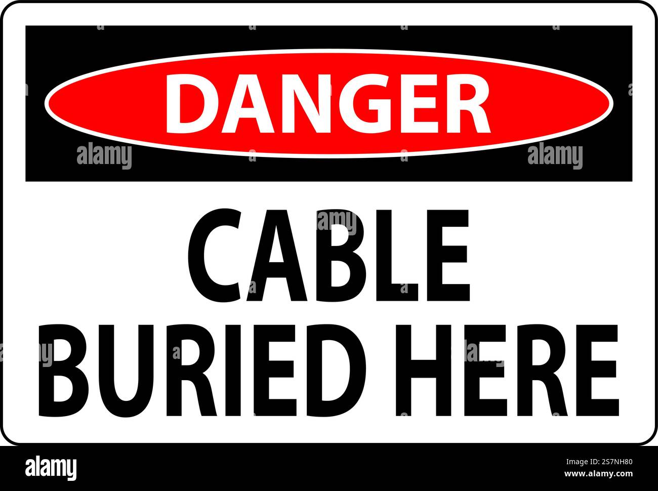 Danger Sign. Cable Buried Here On White Bacground Stock Vector Image ...