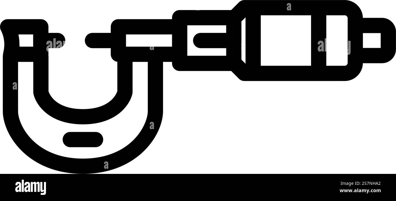 micrometer tool work line icon vector. micrometer tool work sign ...