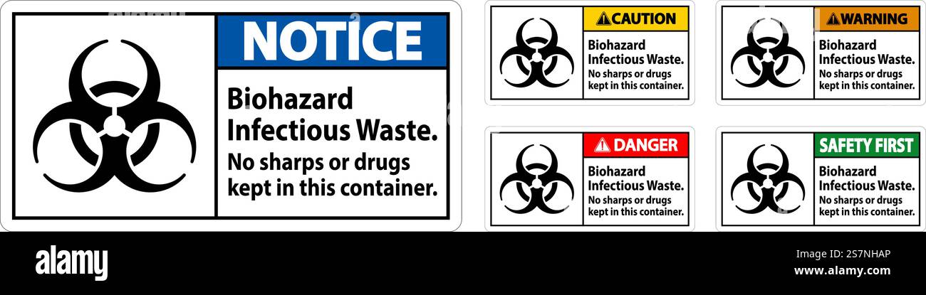 Warning Label Biohazard Infectious Waste, No Sharps Or Drugs Kept In ...