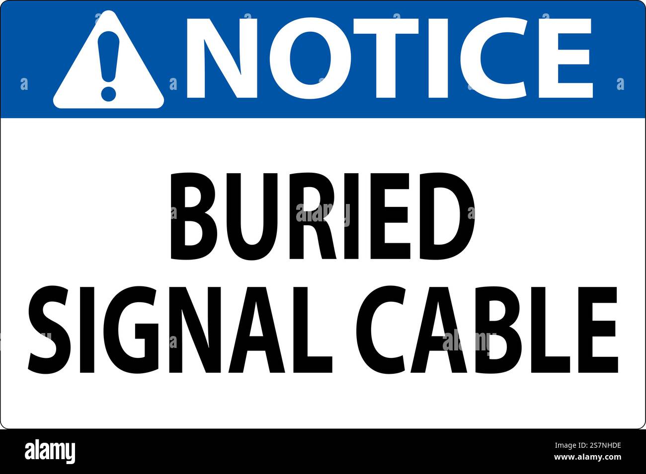 Notice Sign Buried Signal Cable On White Bacground Stock Vector Image ...