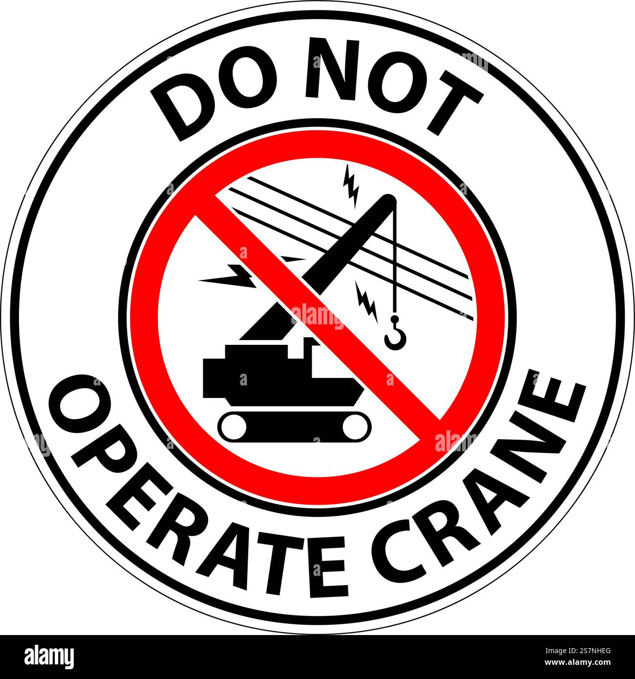 Prohibition Sign Do Not Operate Crane Overhead Power Lines Symbol Stock ...