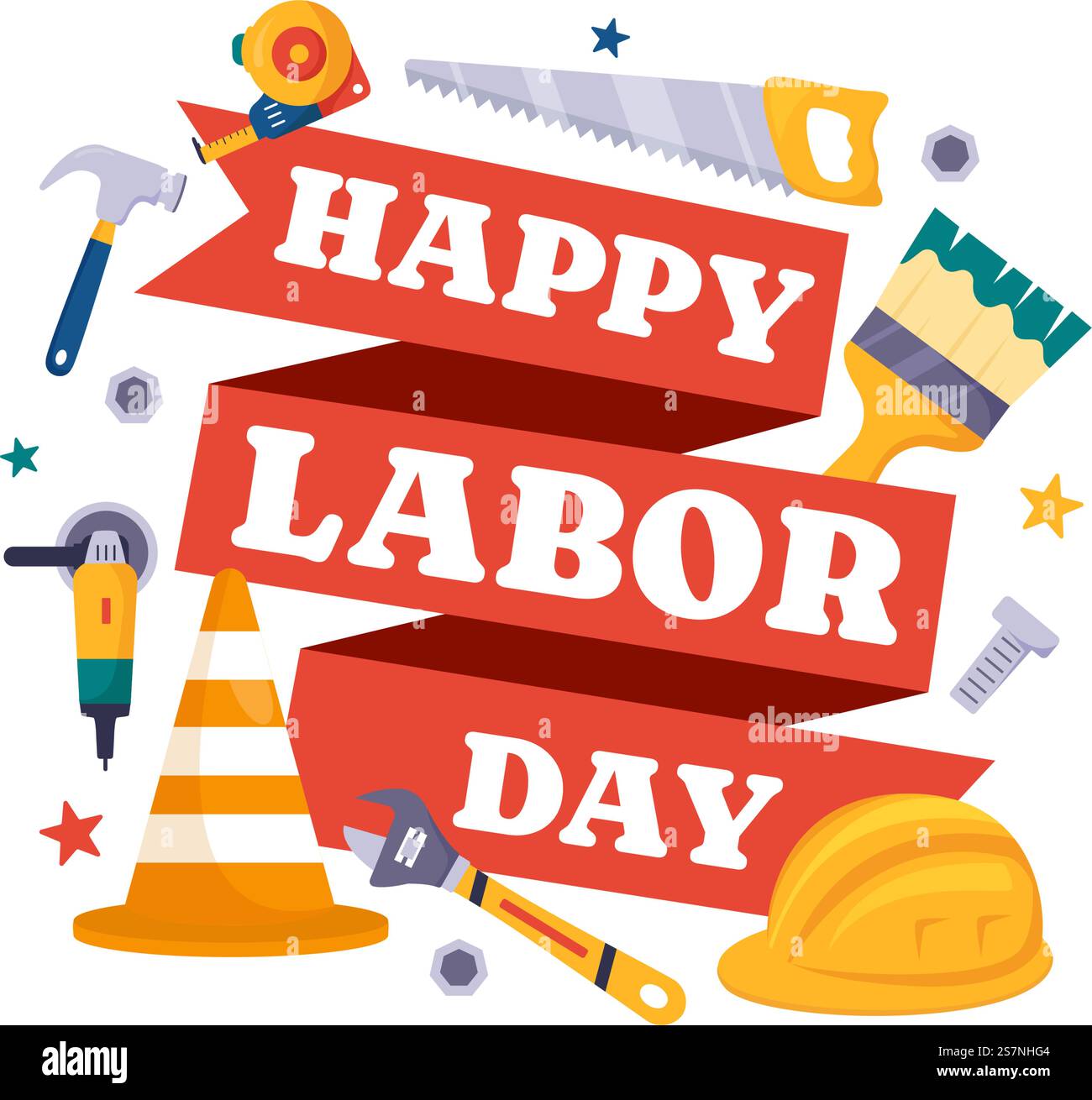 Happy Labor Day Vector Illustration with Various Construction Tools for ...