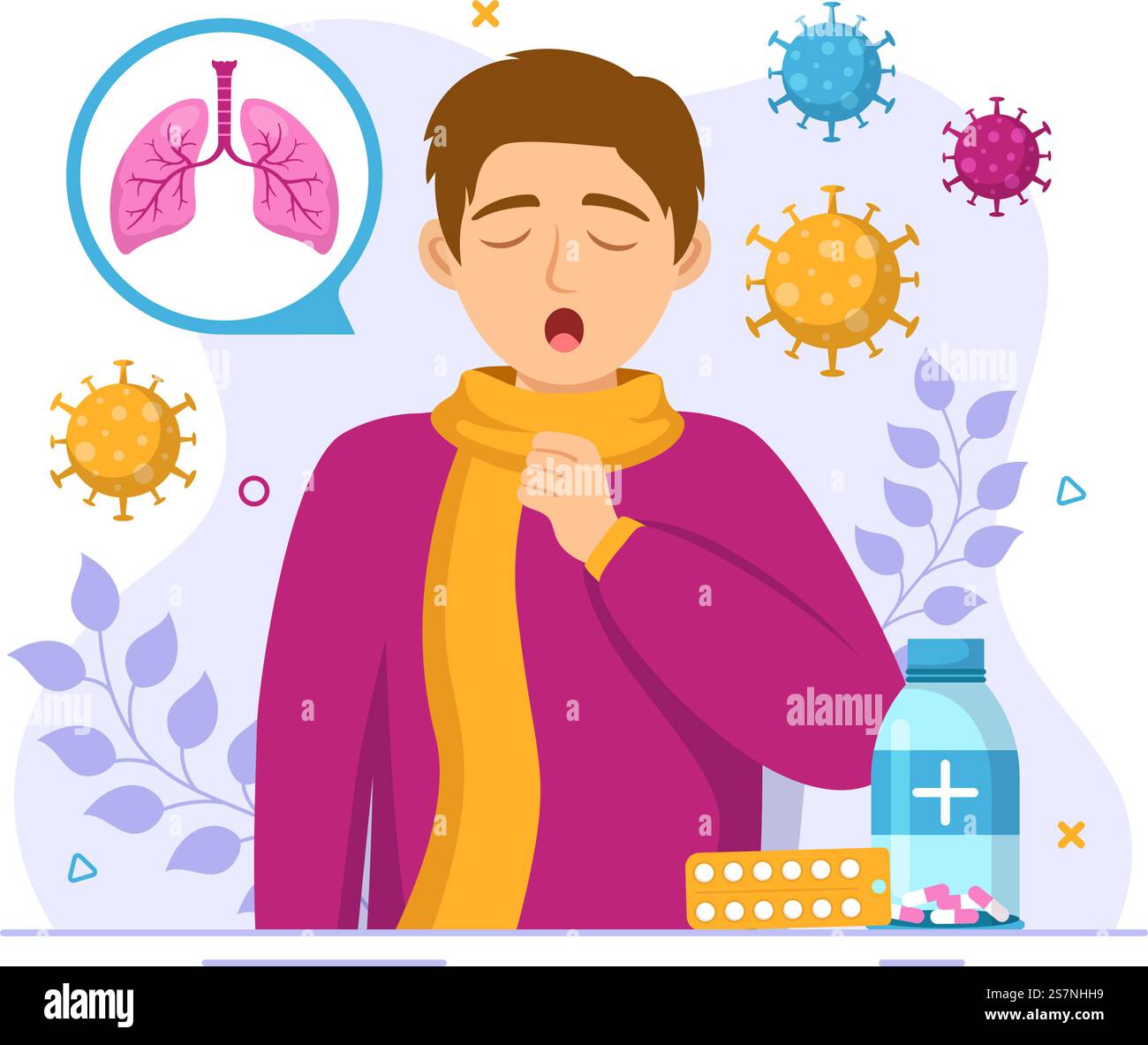 Respiratory Infection Vector Illustration of Inflammation in the Lungs ...