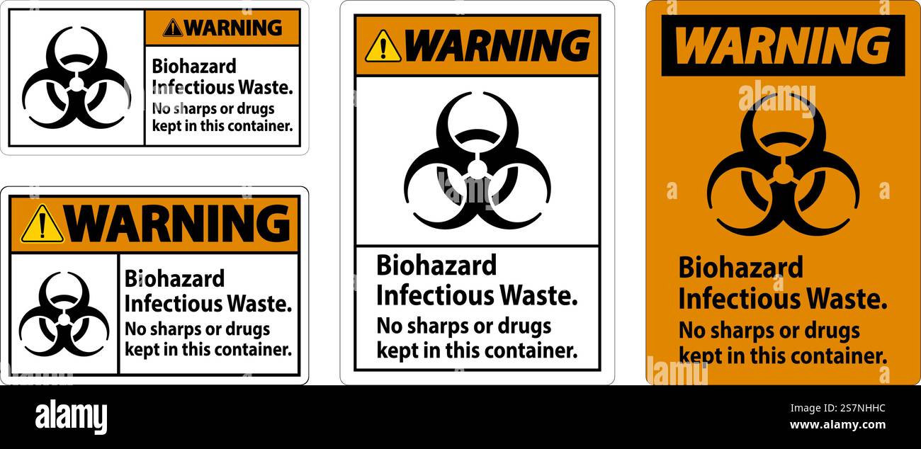 Warning Label Biohazard Infectious Waste, No Sharps Or Drugs Kept In ...