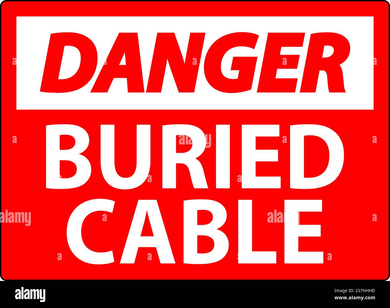 Danger Sign Buried Cable On White Background Stock Vector Image & Art ...