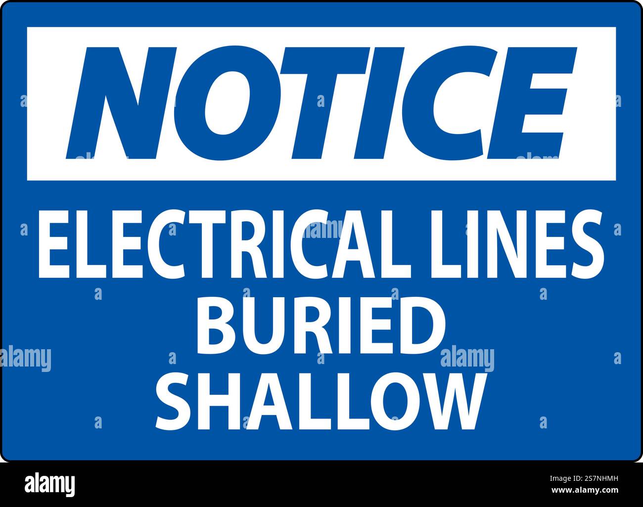 Notice Sign Electrical Lines, Buried Shallow On White Bacground Stock ...