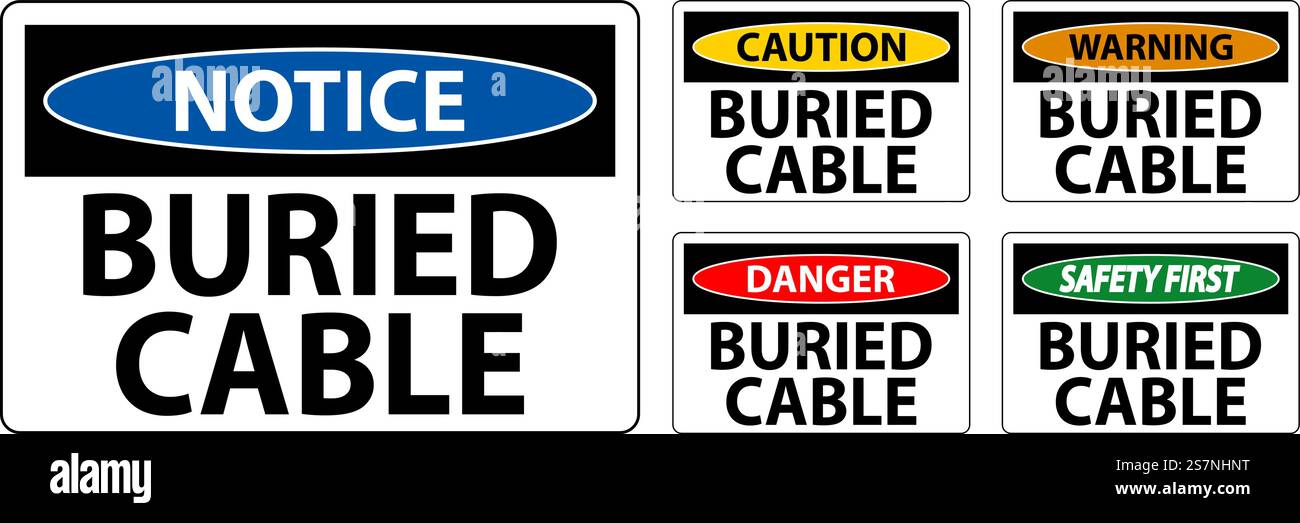 Danger Sign Buried Cable On White Background Stock Vector Image & Art ...