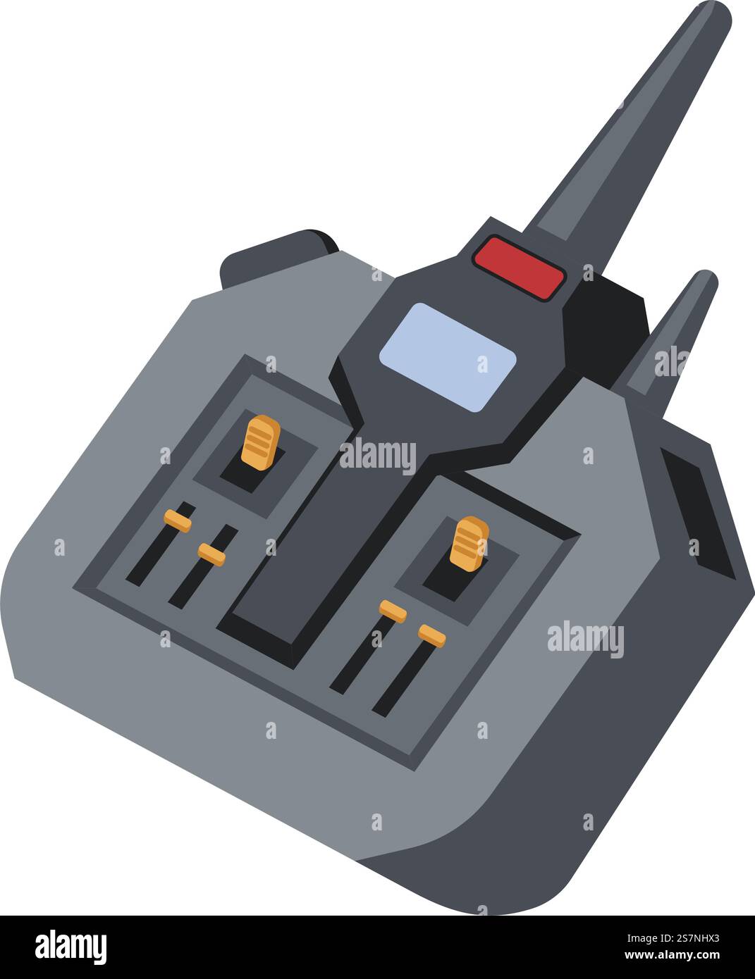 Radio controller with buttons, drone or unmanned aerial vehicle ...