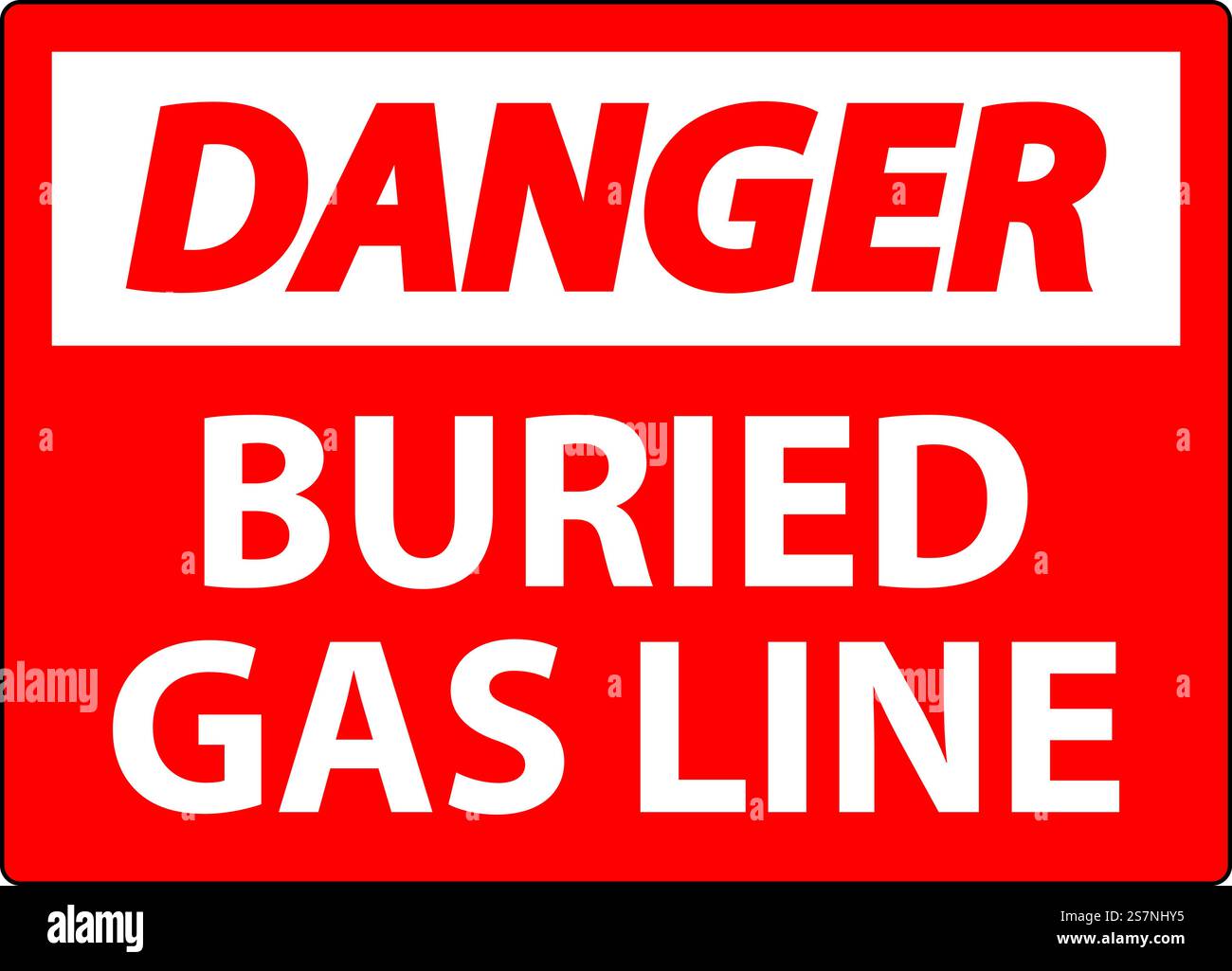 Danger Sign Buried Gas Line On White Background Stock Vector Image ...