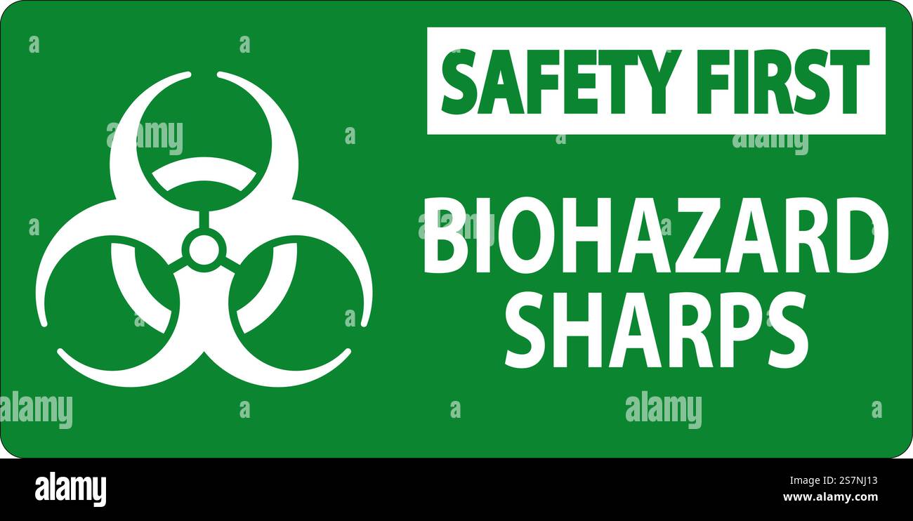 Safety First Biohazard Label, Biohazard Sharps Stock Vector Image & Art ...