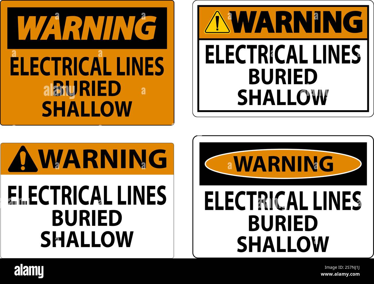 Warning Sign Electrical Lines, Buried Shallow On White Bacground Stock ...