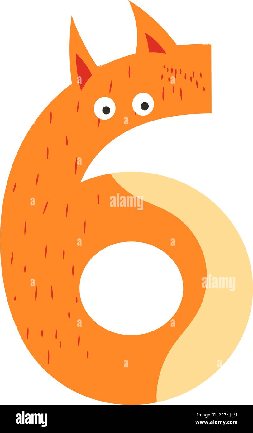 Number six personage with muzzle and furs isolated cute characters with ...