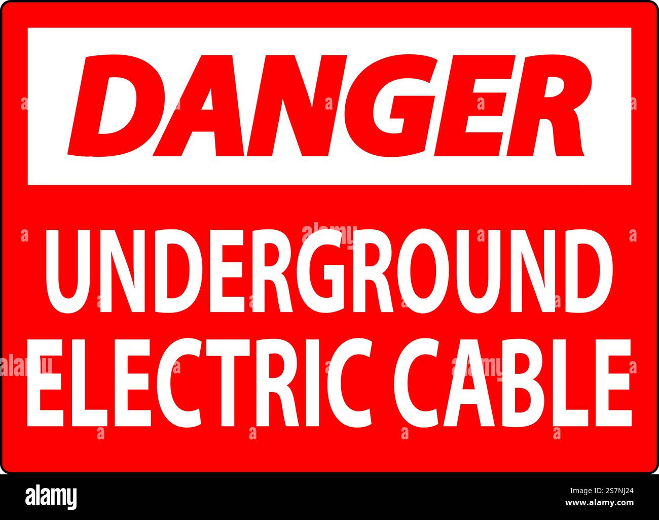 Danger Sign, Underground Electric Cable Stock Vector Image & Art - Alamy