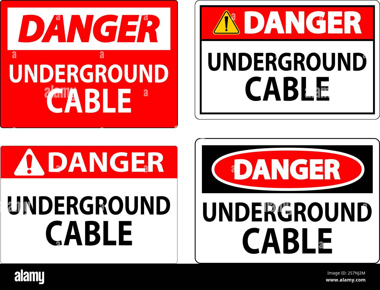 Danger Sign, Underground Cable Stock Vector Image & Art - Alamy