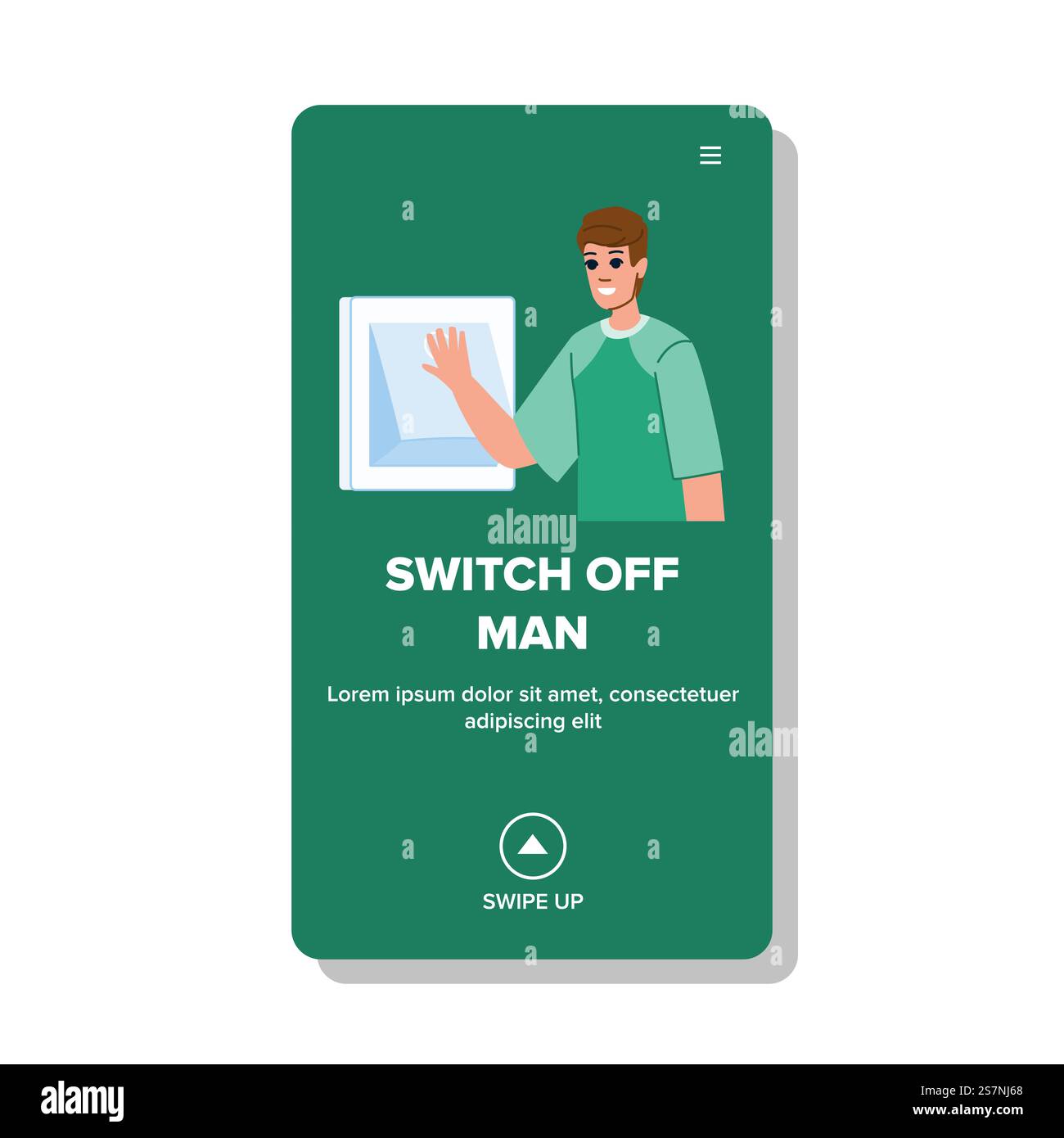 power switch off man vector. finger home, electric person, electrical ...