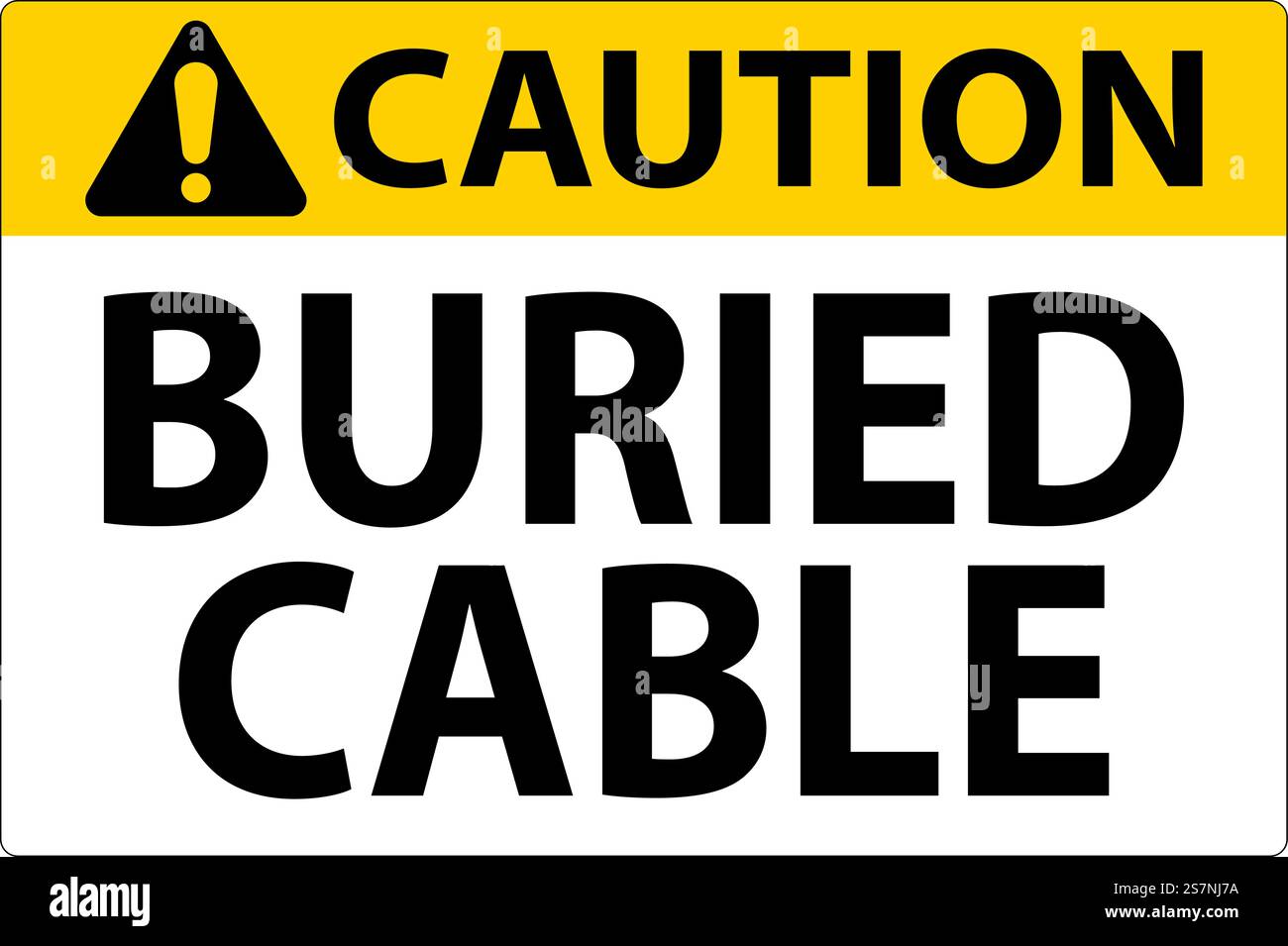 Caution Sign Buried Cable On White Background Stock Vector Image & Art ...