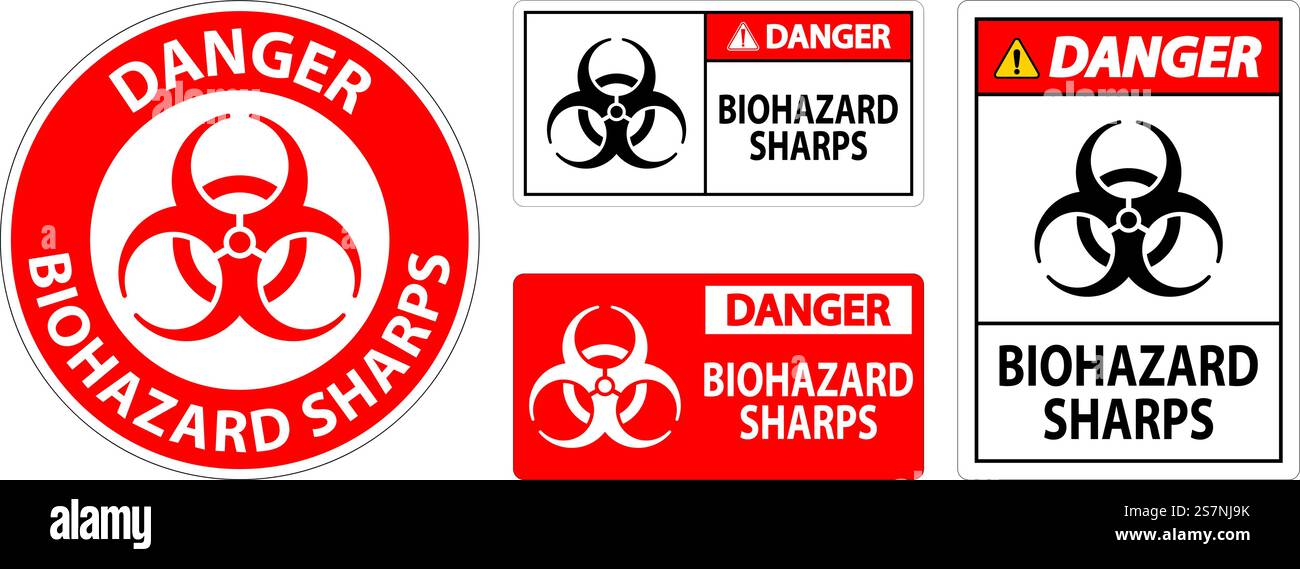 Danger Biohazard Label, Biohazard Sharps Stock Vector Image & Art - Alamy