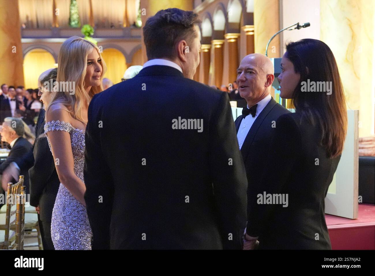 Elon Musk talks with Ivanka Trump and Jeff Bezos and Shivon Zillis ...
