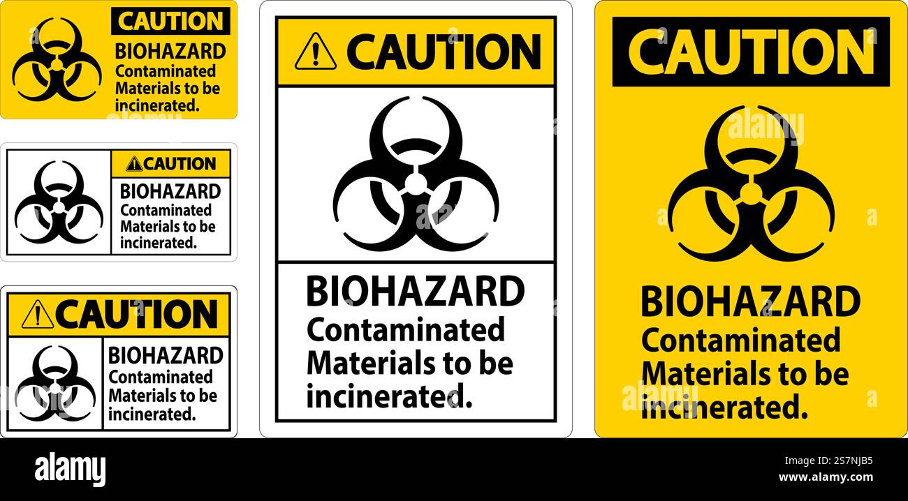 Biohazard Caution Label Biohazard Contaminated Materials To Be ...