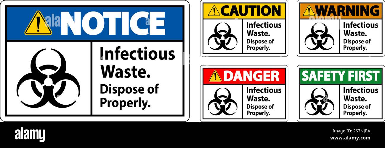 Biohazard Warning Label Infectious Waste, Dispose Of Properly Stock ...