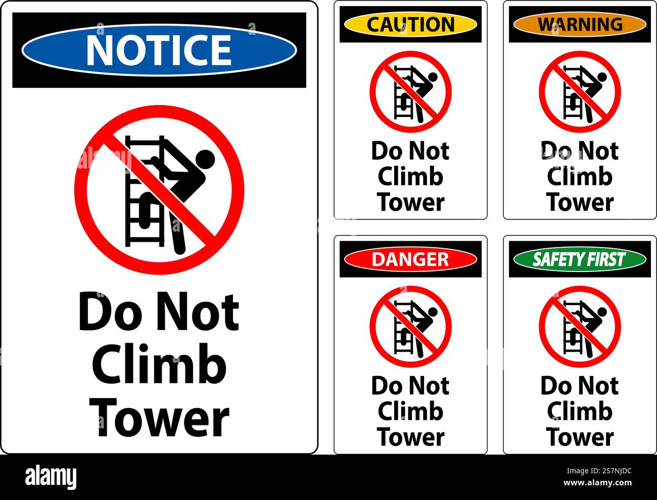 Danger Sign Do Not Climb Tower On White Background Stock Vector Image ...