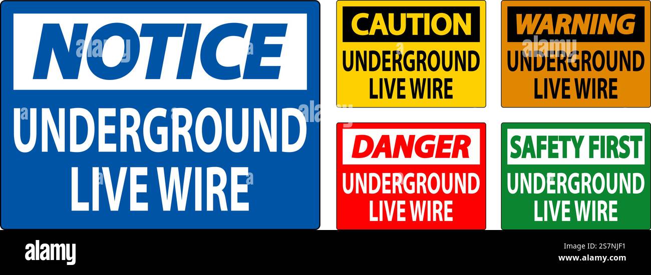 Danger Sign, Underground Live Wire Stock Vector Image & Art - Alamy
